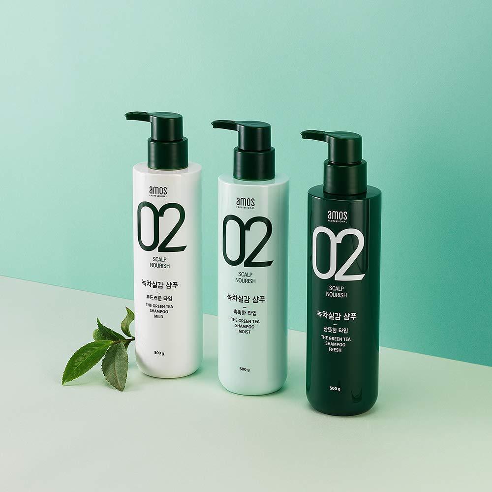 Amos 02 Green Tea Shampoo 500g - Scalp Nourish & Mild Formula | Buy Now ...