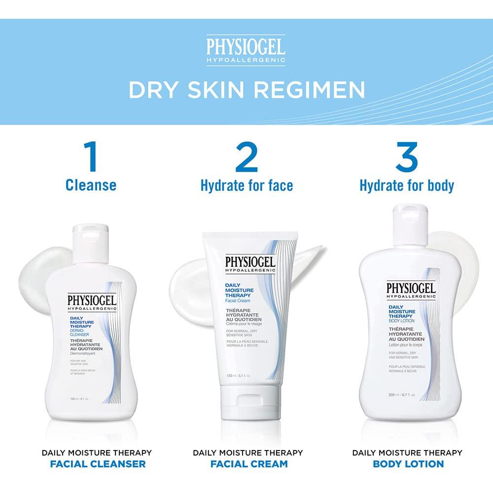 Physiogel Daily Moisture Therapy Face Cream & Cleansing Travel Set - 72hr Long Lasting ...