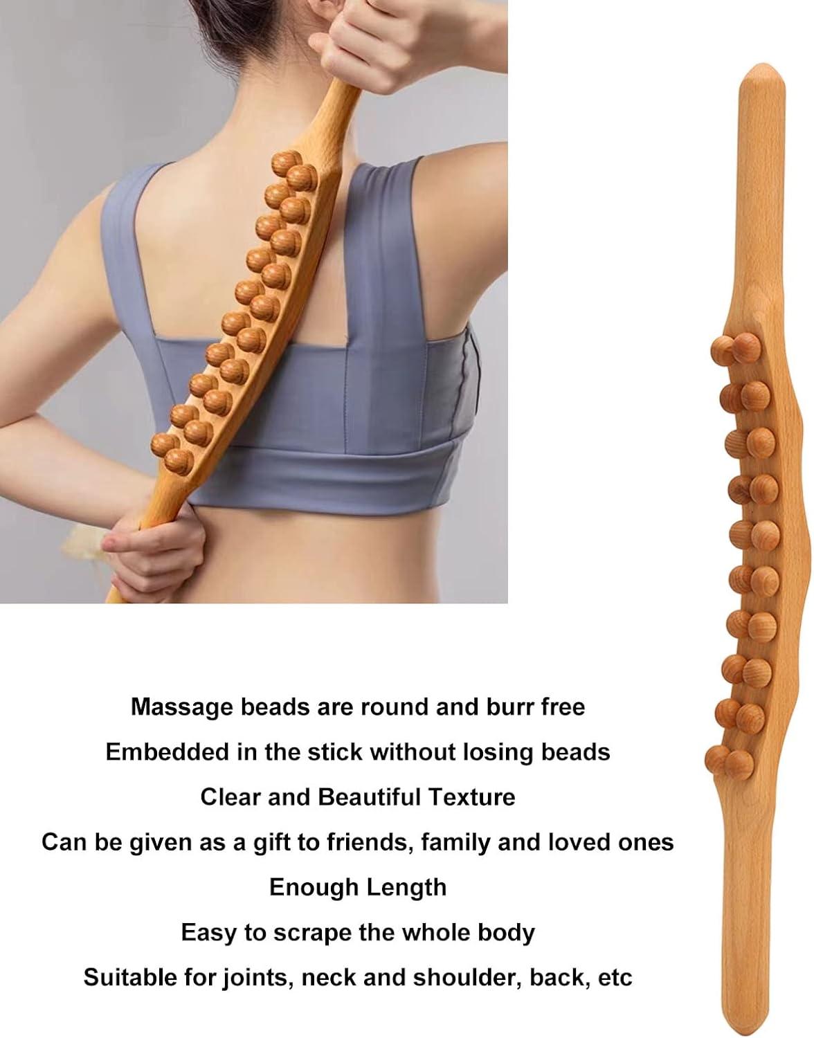 Muscan Therapy Massage Tab - Gua Sha Stick & 20 Pearl Wooden Scratching ...