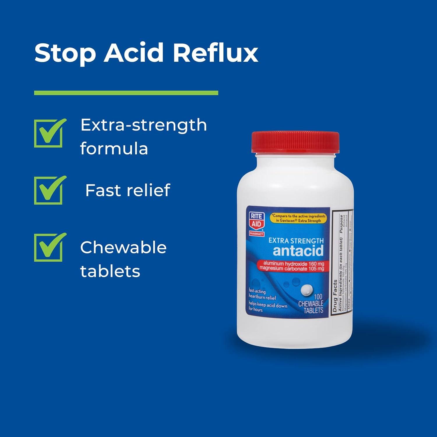 Rite Aid Extra Strength Antacid - 100 Count | Heartburn Relief | Acid ...