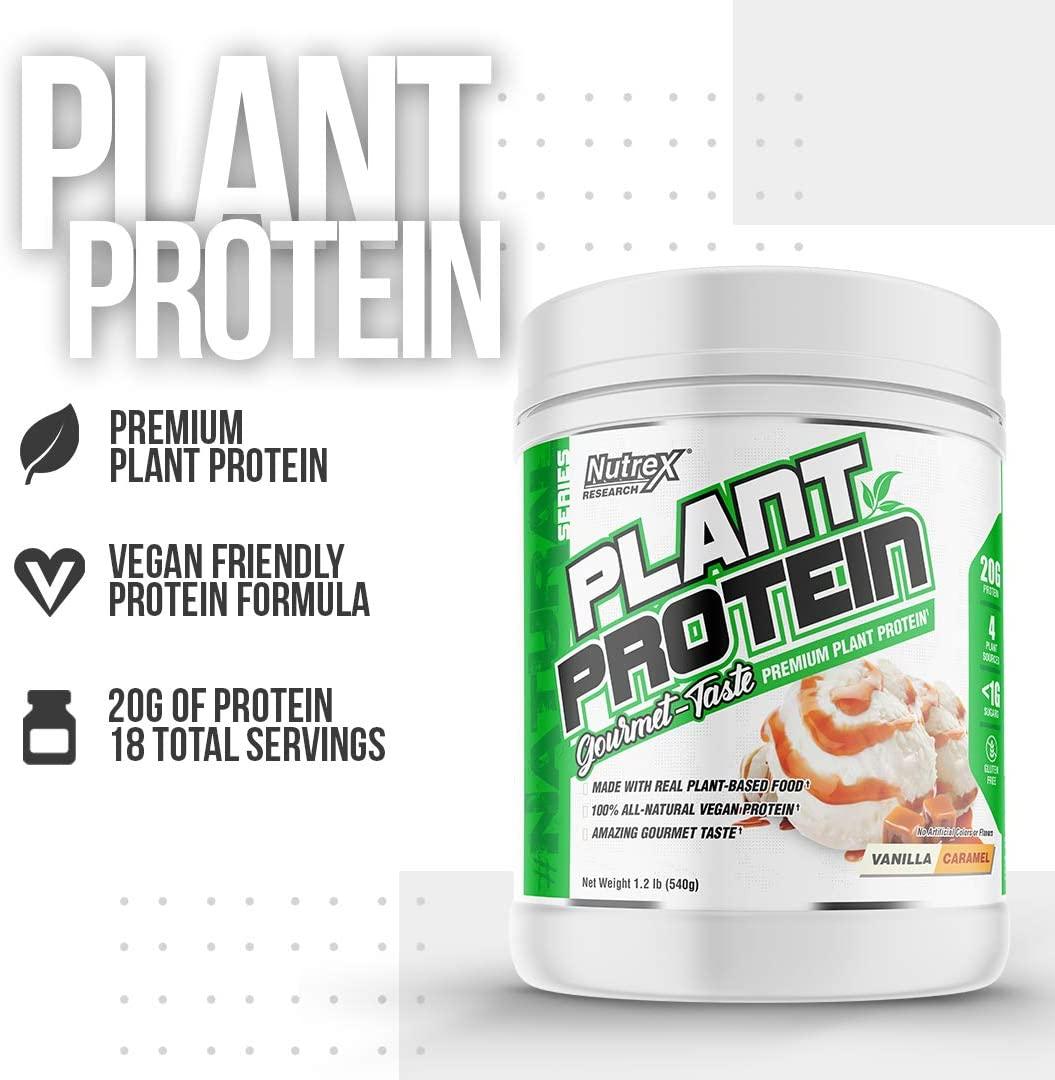 Nutrex Natural Plant Protein Vanilla Caramel 1.2 lb - Vegan Protein ...