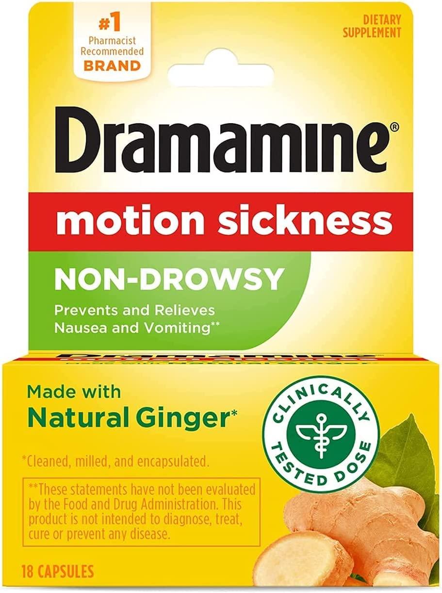 Dramamine Non-Drowsy Naturals - Natural Ginger Formula (18 Capsules ...