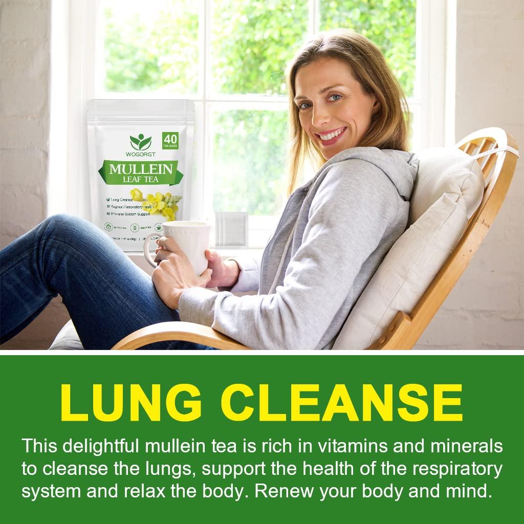 Mullein Tea Bags - Natural Lung Cleanse and Respiratory Support - 40 ...