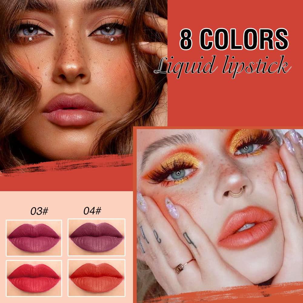8 Colors Liquid Matte Lipstick Set for Dark Skin Women - Long Lasting ...