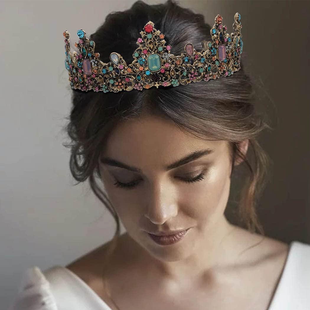 Yean Baroque Rhinestone Bridal Queen Crown - Crystal Wedding Tiara for ...