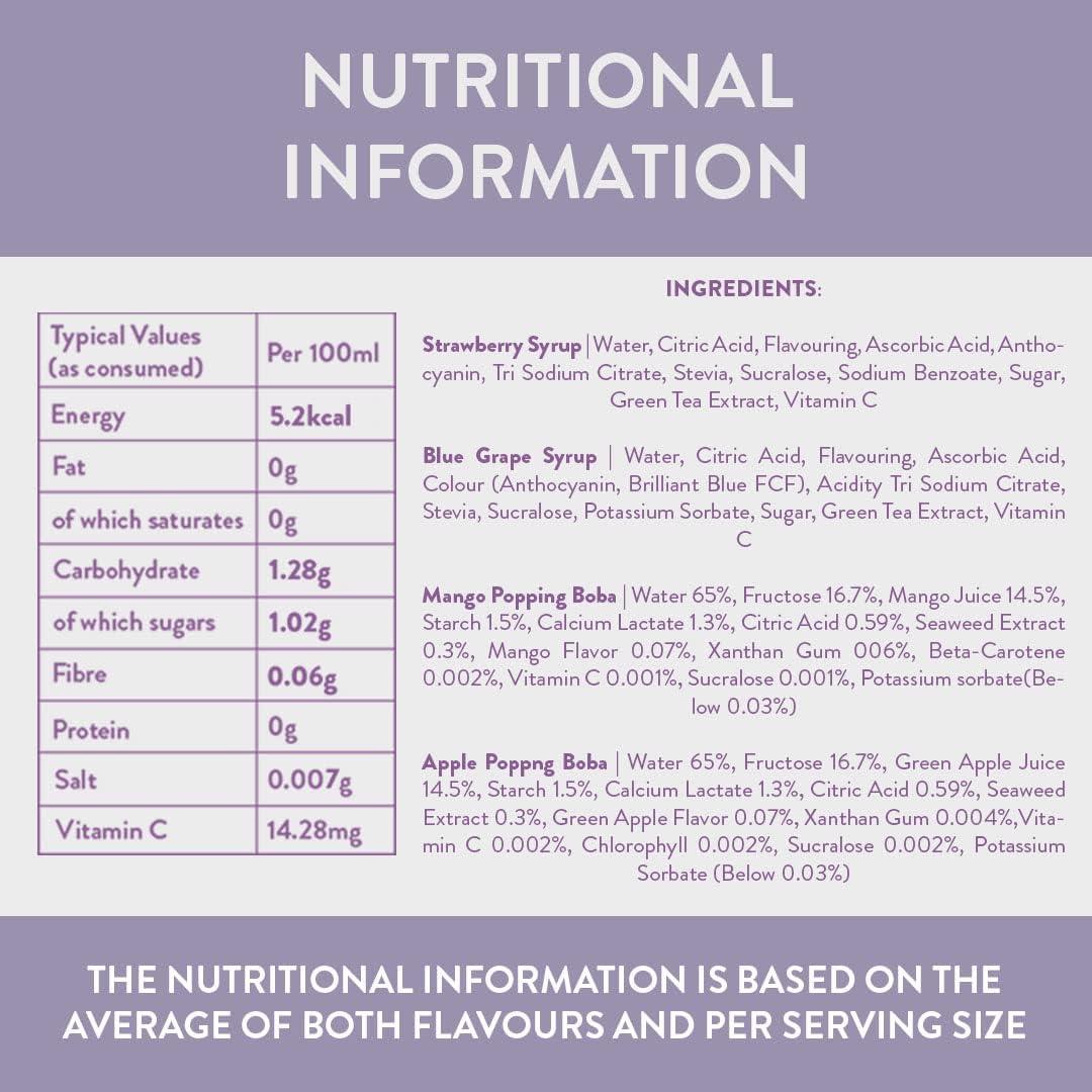 Blue Grape & Peach Syrup Fruit Bubble Tea Kit with Mango & Strawberry ...