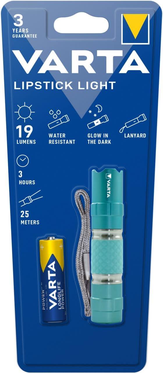 Varta LED Flashlight with AA Battery - Turquoise Pocket Lamp Aluminum ...