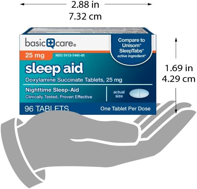 Amazon Basic Care Sleep Aid Tablets 25mg - 96 Count | Nighttime ...
