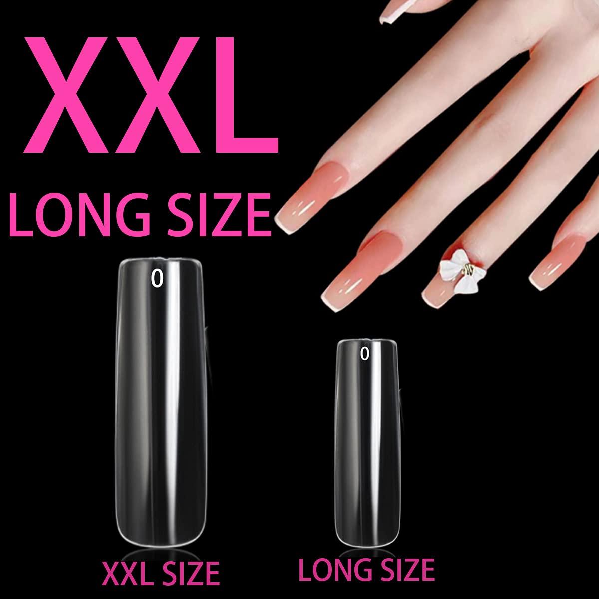 Extra Long Square Nail Tips -600 Pcs XXL Clear Long Press On Nail Tips ...