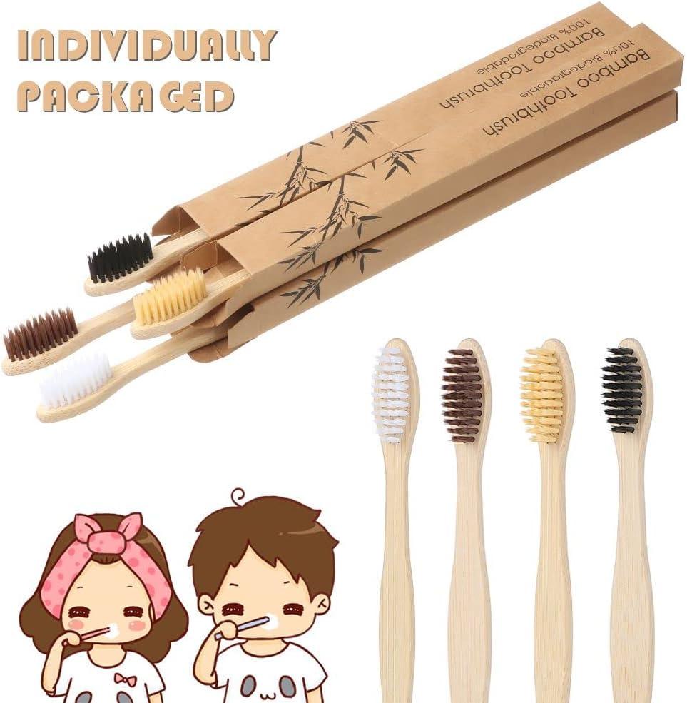 Aiolusmic 20 Count Kids & Adults Bamboo Toothbrushes | Soft Bristles ...