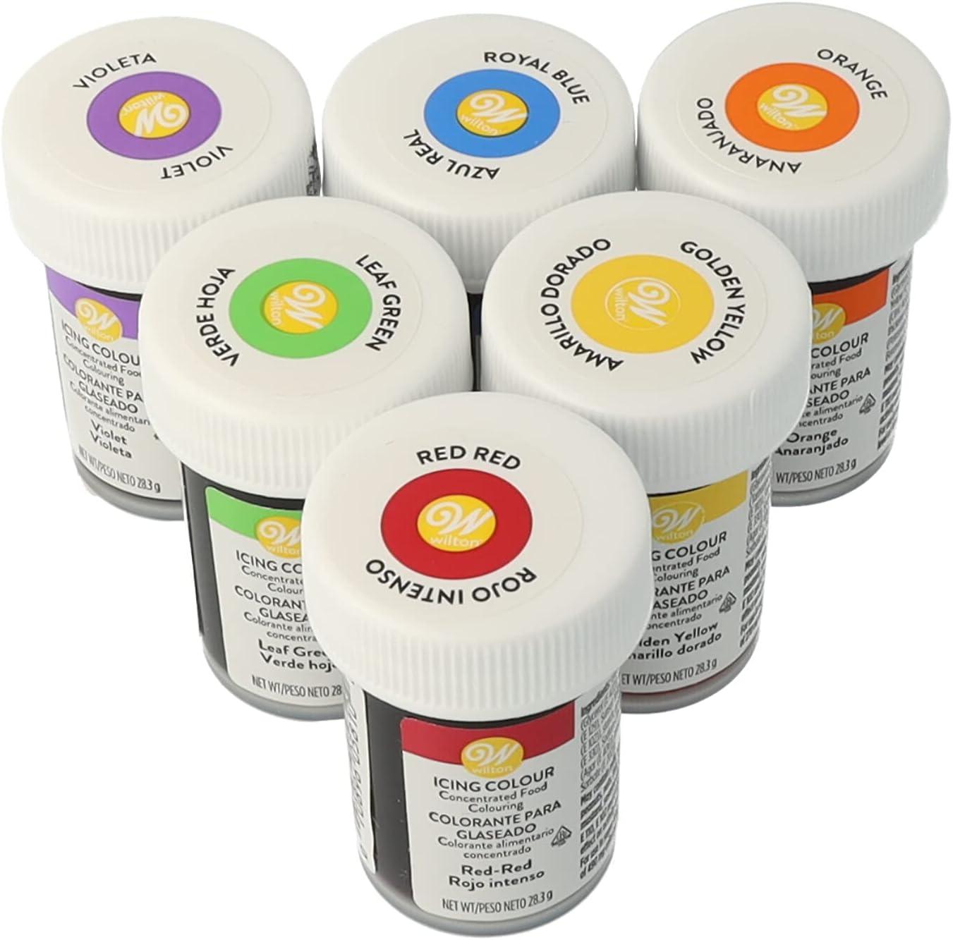 Wilton Icing Colour Gel Paste Rainbow Colours Set with Red No Taste - 6 ...