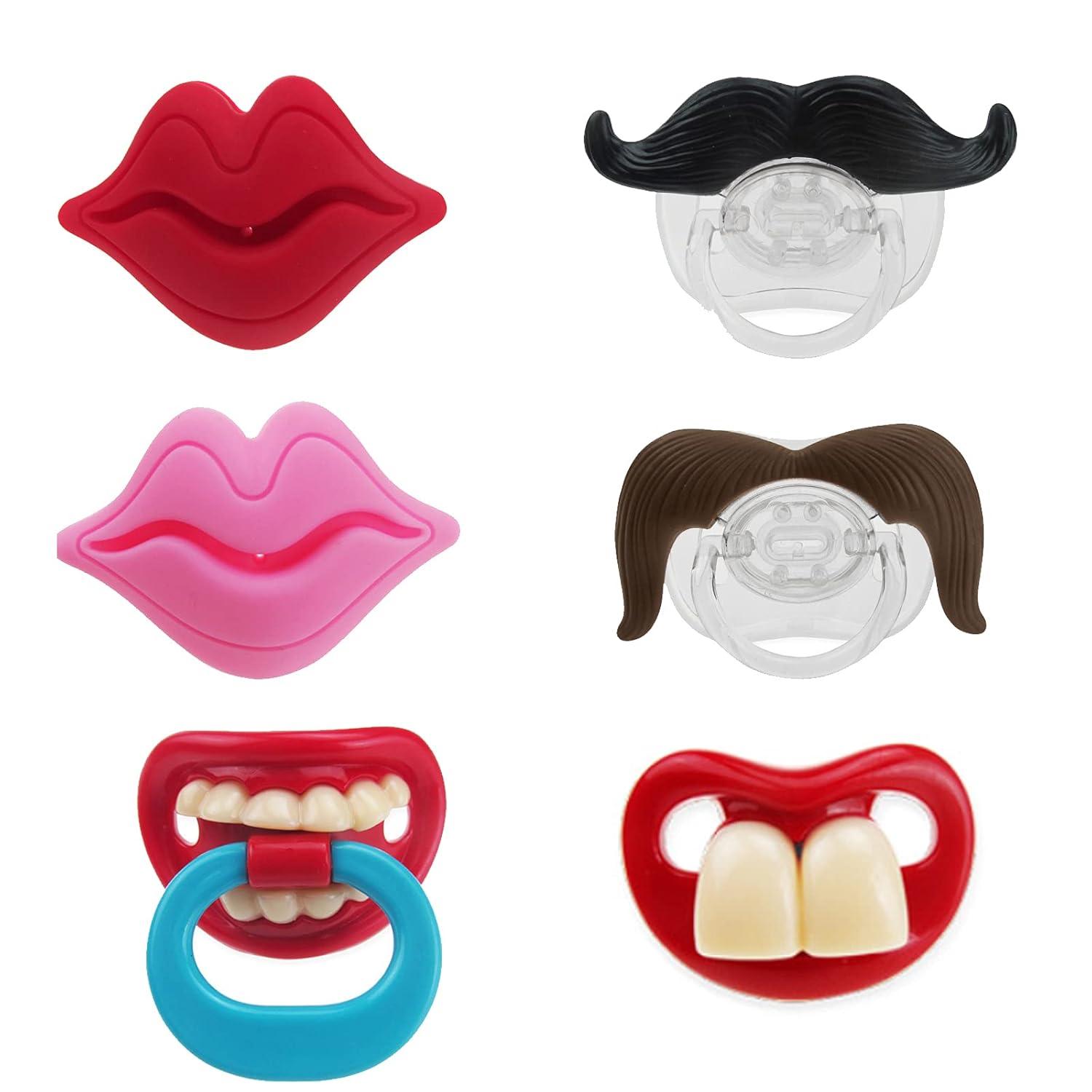 3 Pack Kissable Mustache Pacifiers | Funny Baby Lip Design | Safe ...