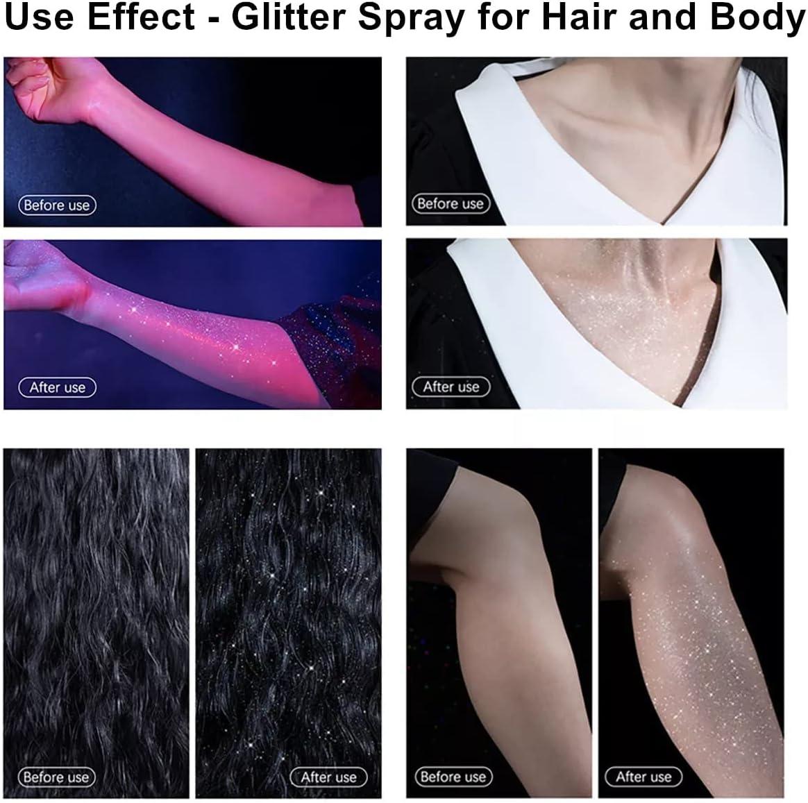 Mysense Silver Glitter Spray for Hair and Body - Waterproof Holographic ...