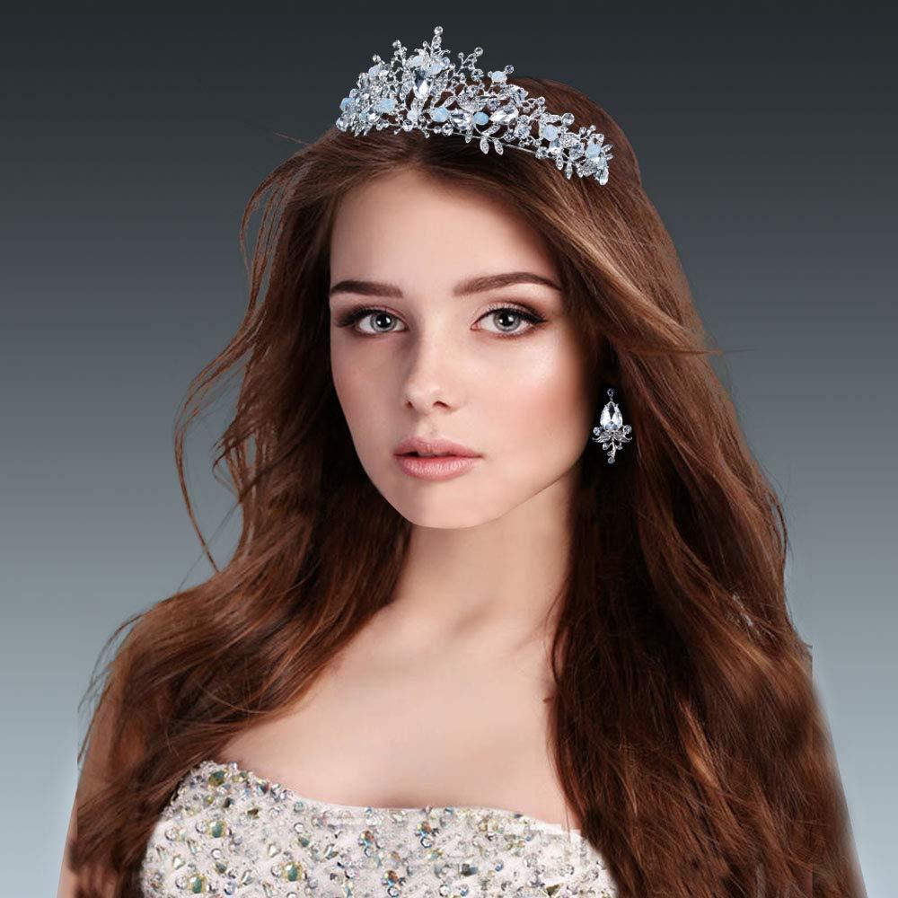 Mesfugw White Tiara and Crown Set - Pageant Crowns for Women and Girls ...