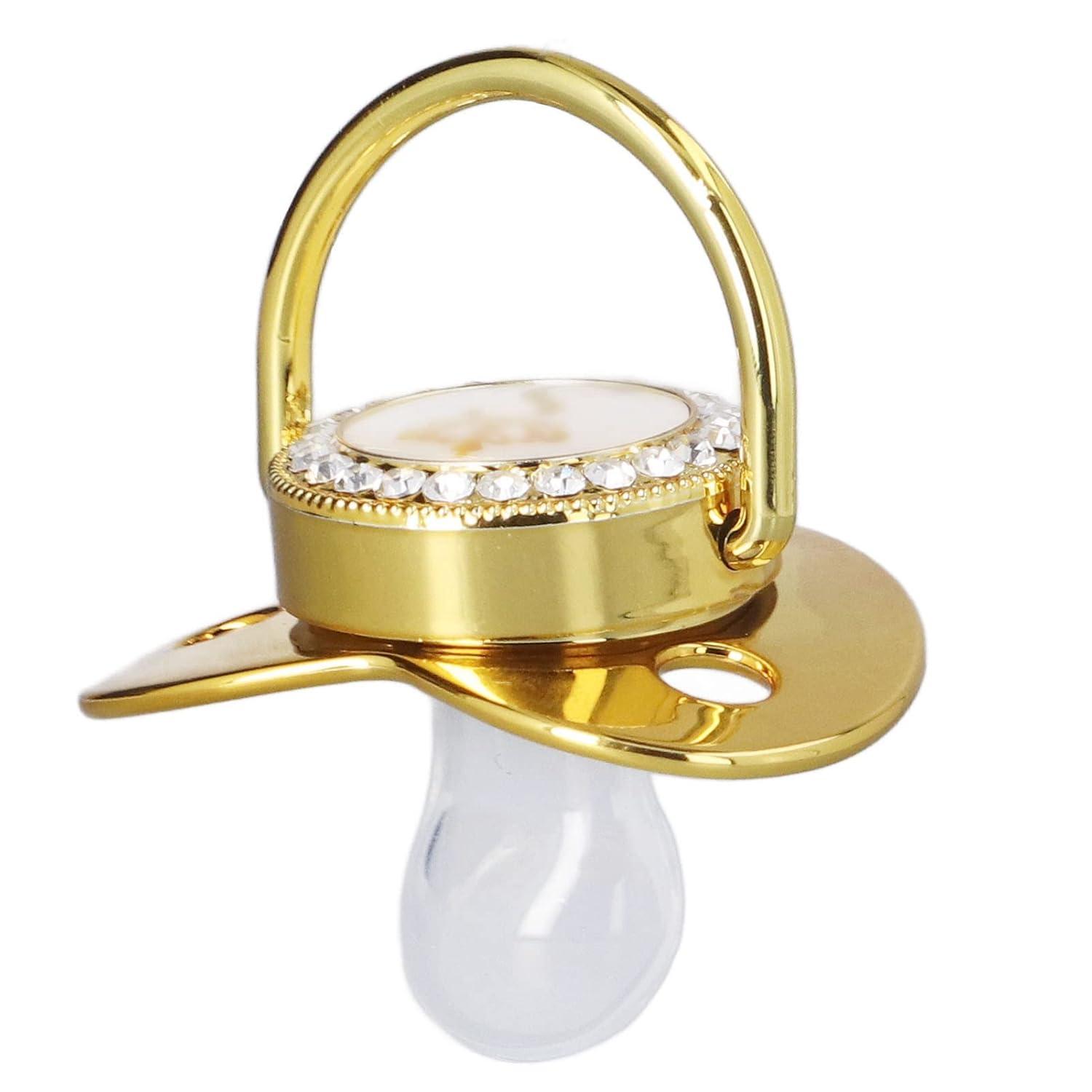 Fashionable Rhinestone Baby Pacifier with Chain Clip - Exquisite Letter ...
