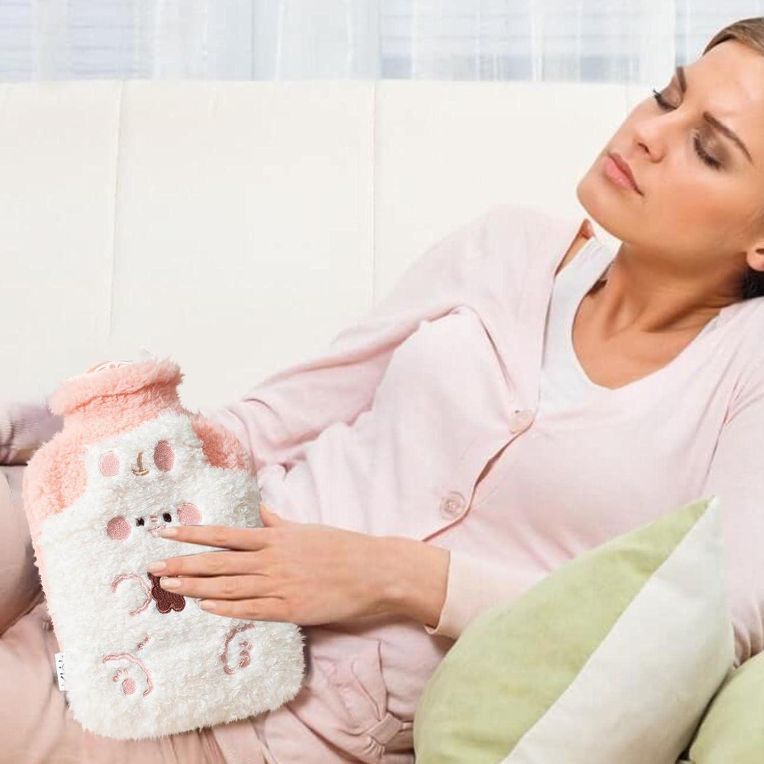 Mini Hot Water Bottle with Plush Bear Cover | Pain-Relief Heat Pack for ...