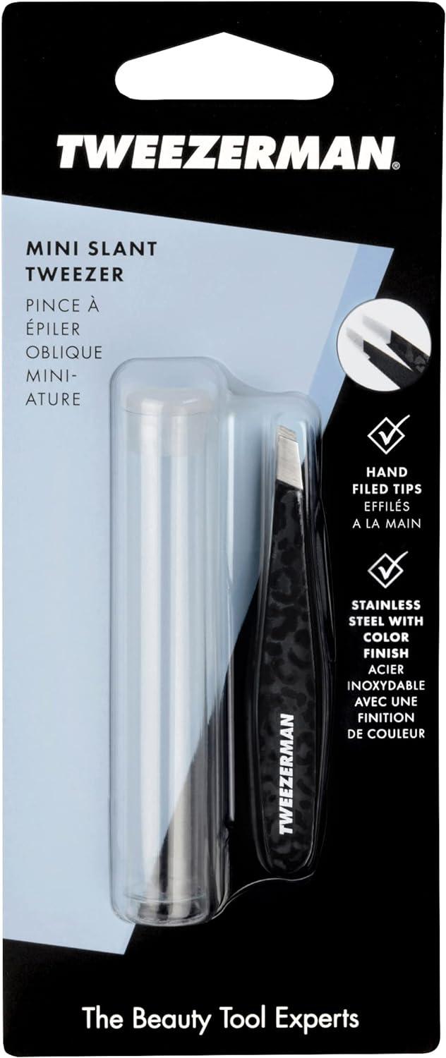 Tweezerman Black Leopard Mini Slant Tweezer - Precision Stainless Steel ...