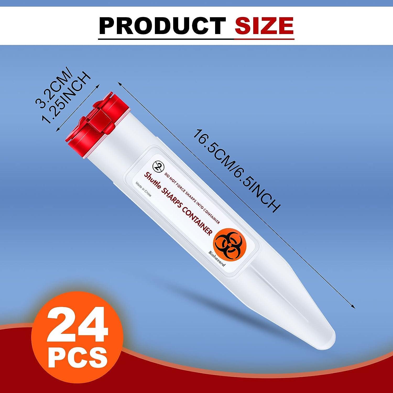 Travel Sharps Container with Locking Mechanism - 24 Pack | Small Sharps ...