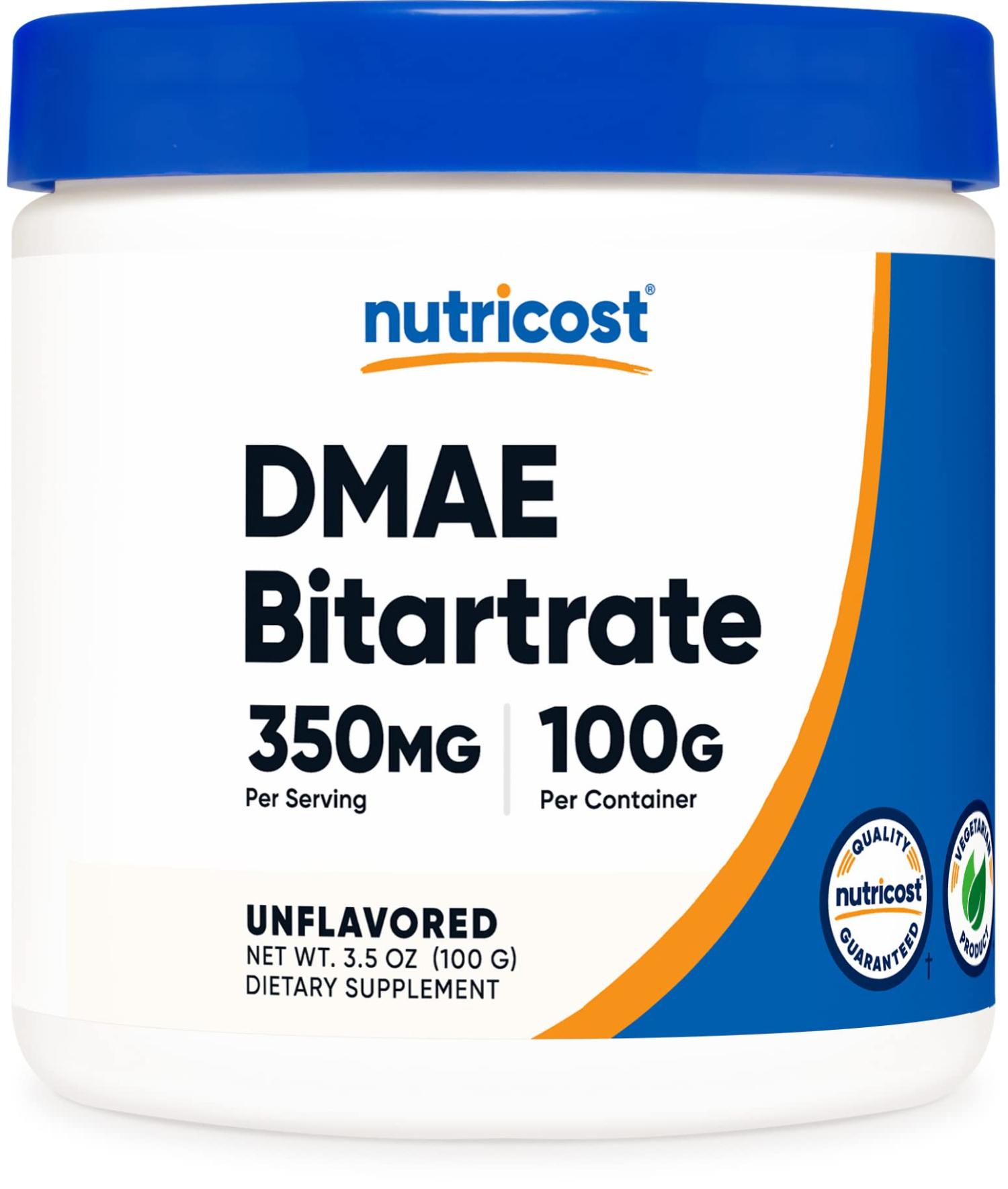 Nutricost Pure DMAE-Bitartrate Powder 100g - 3.52oz (1 Pack) | Buy Now ...