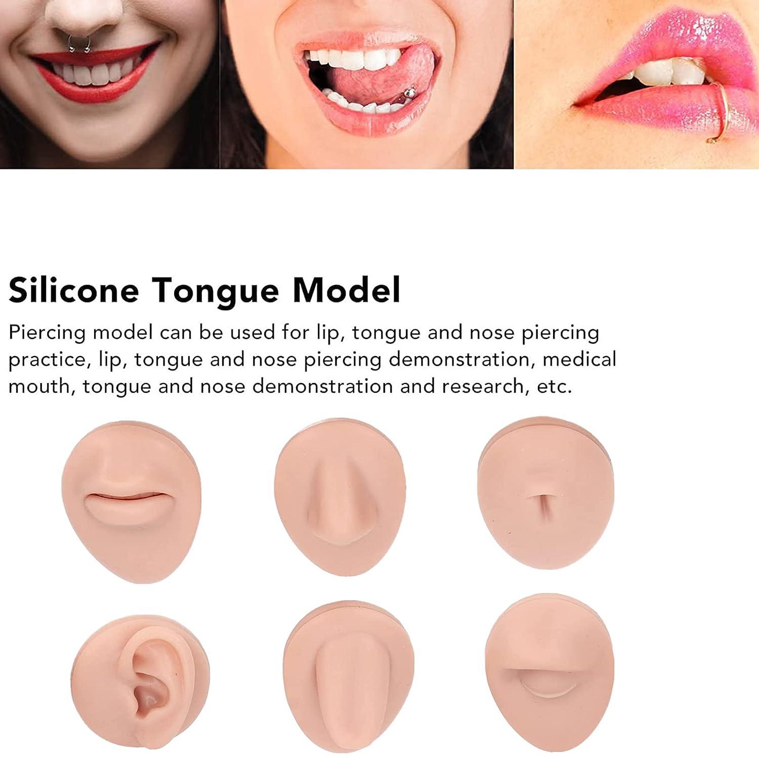 Body Piercing Practice Model - Silicone Ear, Nose, and Tongue Simulation for Beginners (Medium ...