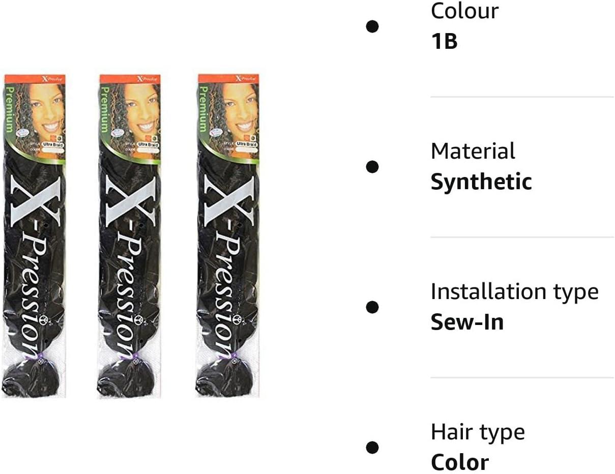 X Pression Premium Original Ultra Braid. Colour 1B (Pack of 3) by ...