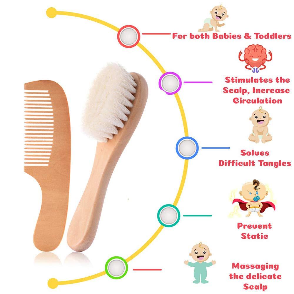 Baby Hair Brush and Comb Set | Natural Soft Goat Bristles | Wooden ...
