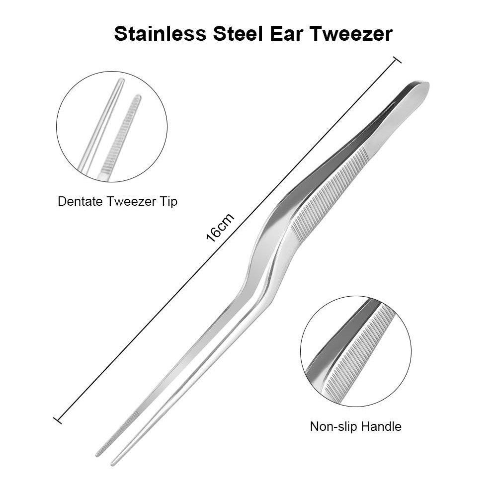 Bending Ear Tweezers Stainless Steel Bayonet Serrated Nasal Forceps Ear ...