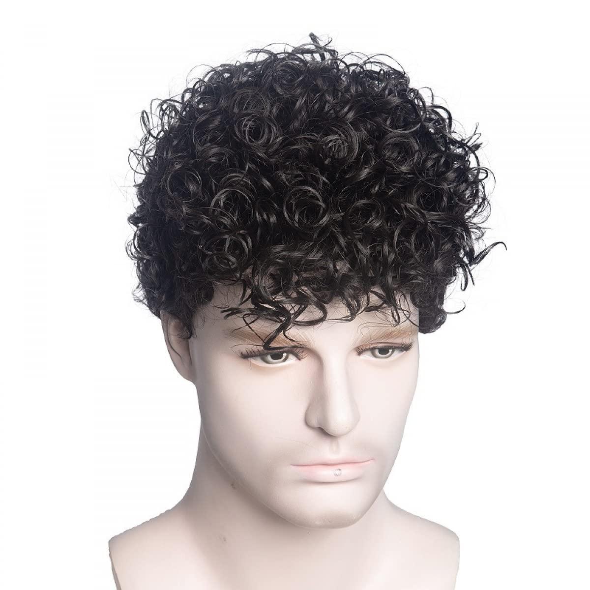 Realistic Black Curly Wig for Men - Fluffy Daily Hairstyle for All Ages ...