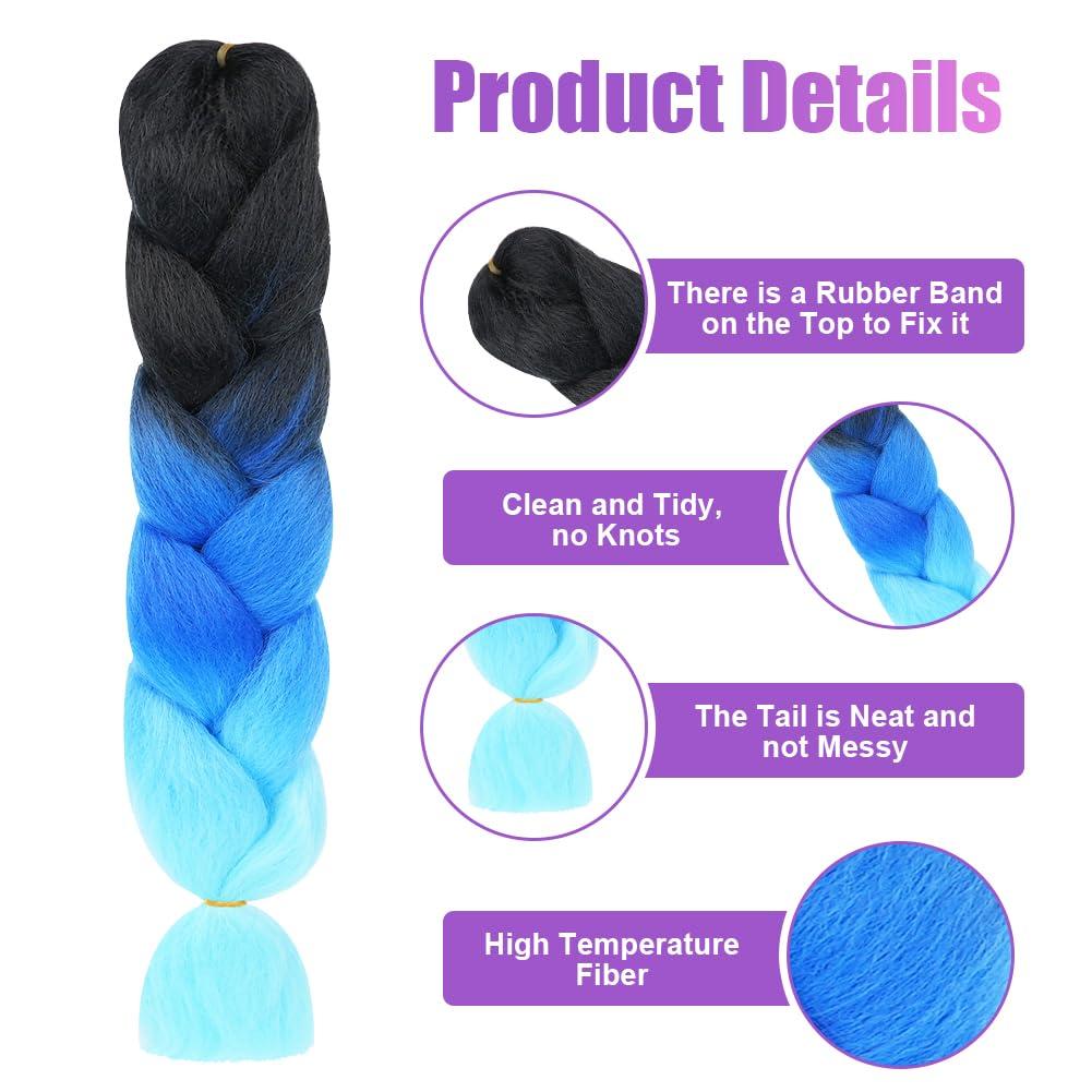 Aomig Ombre Braids Extensions - 2PC Artificial Hair for Braiding 24 ...