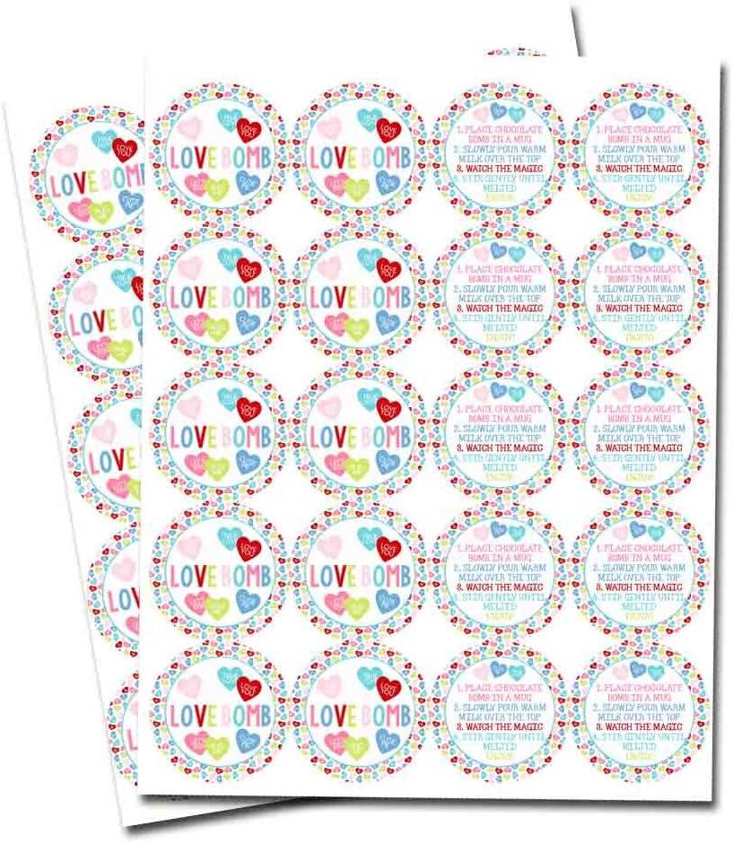 Valentine's Day Love Bomb Candy Heart Hot Cocoa Bomb Sticker Labels ...