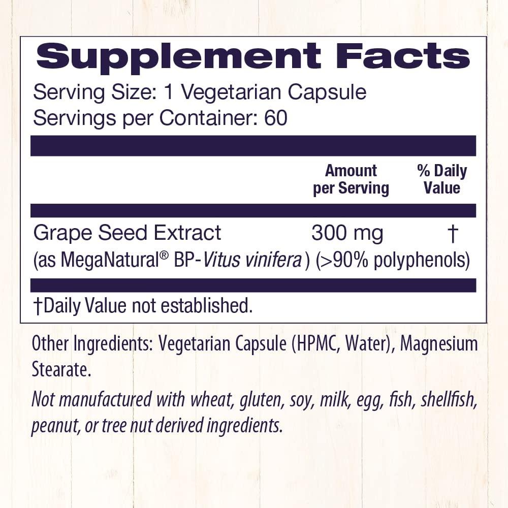 Healthy Origins Mega Natural BP Grape Seed Extract - 300mg Multi ...
