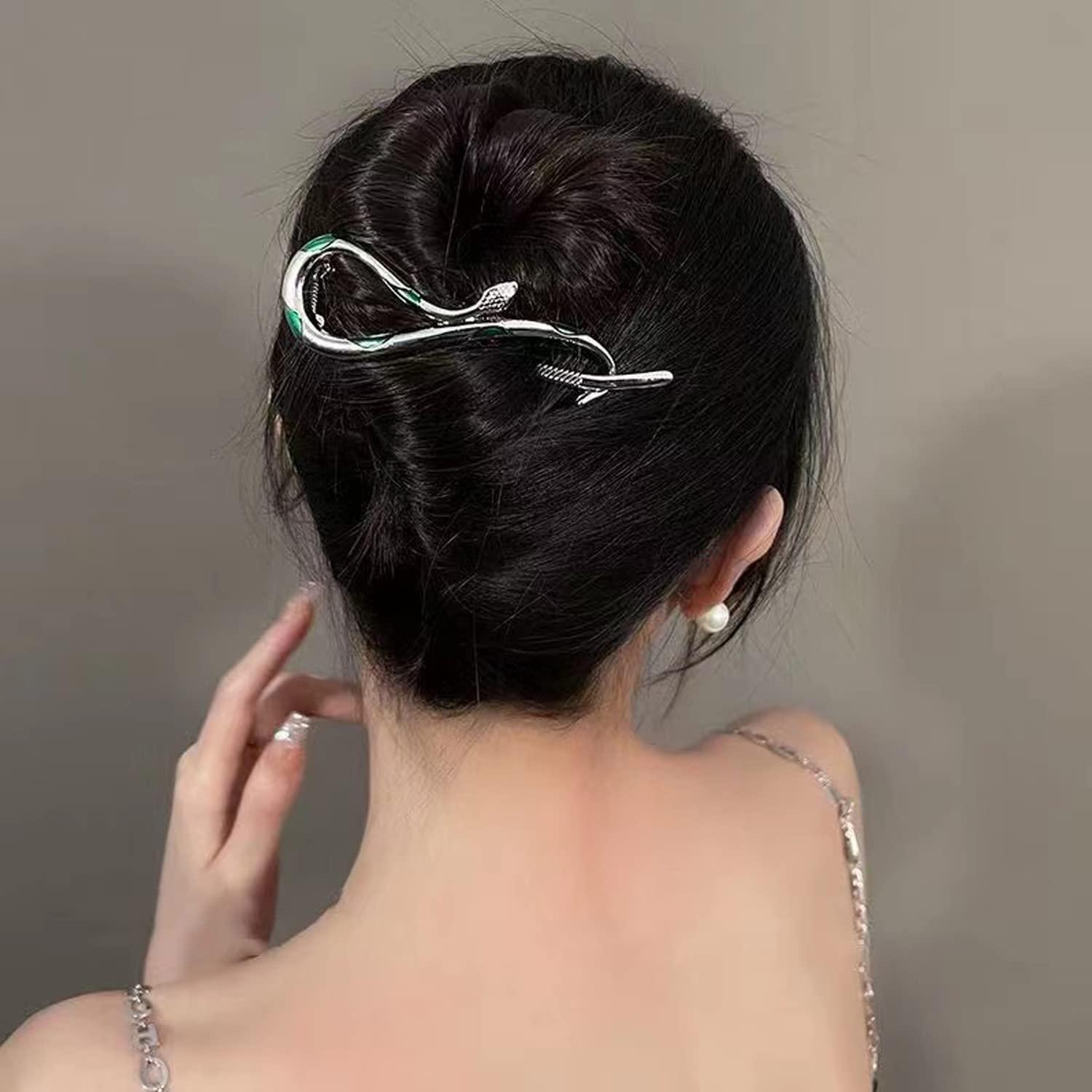 Set of 2 Realistic Snake Hair Clips - Gold and Silver Hair Accessories ...