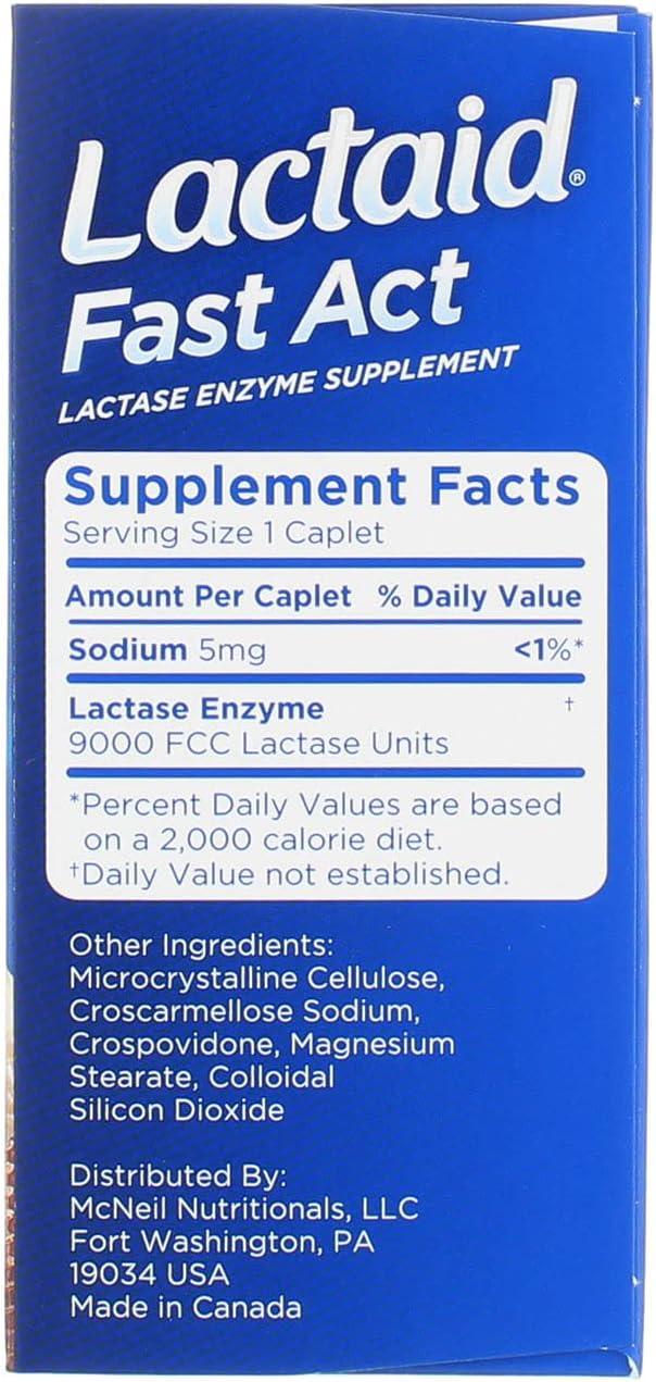 Lactaid Caplets Fast Act 60 - 1 Pack | Fast-Acting Relief | Lactose ...