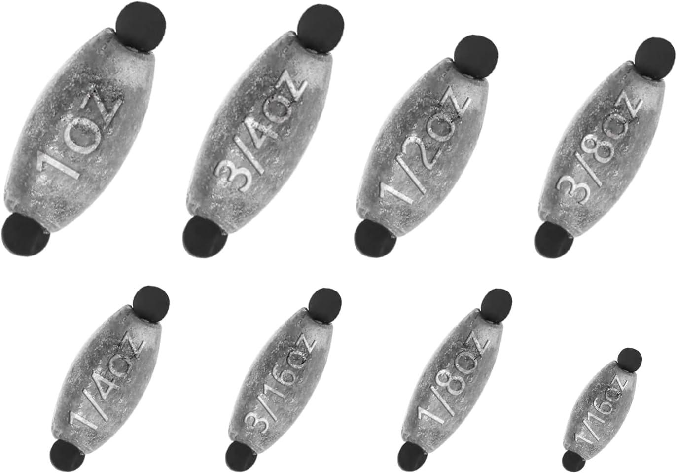 20 Pack Twist-Lock Rubber Core Weights Sinker Set - Sizes 1/16oz to 1oz ...