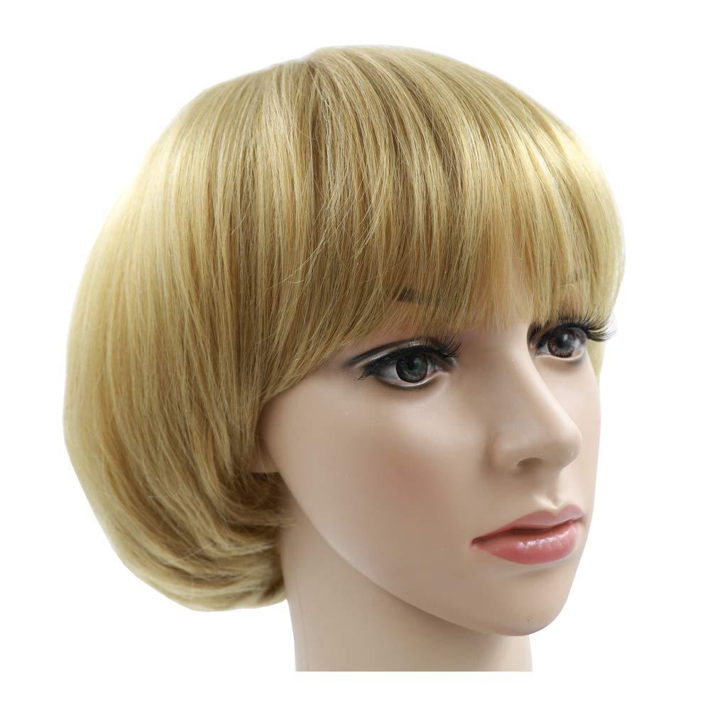 Golden Mushroom Bob Wig with Bangs - Blonde Bowl Cut Wig for Women ...