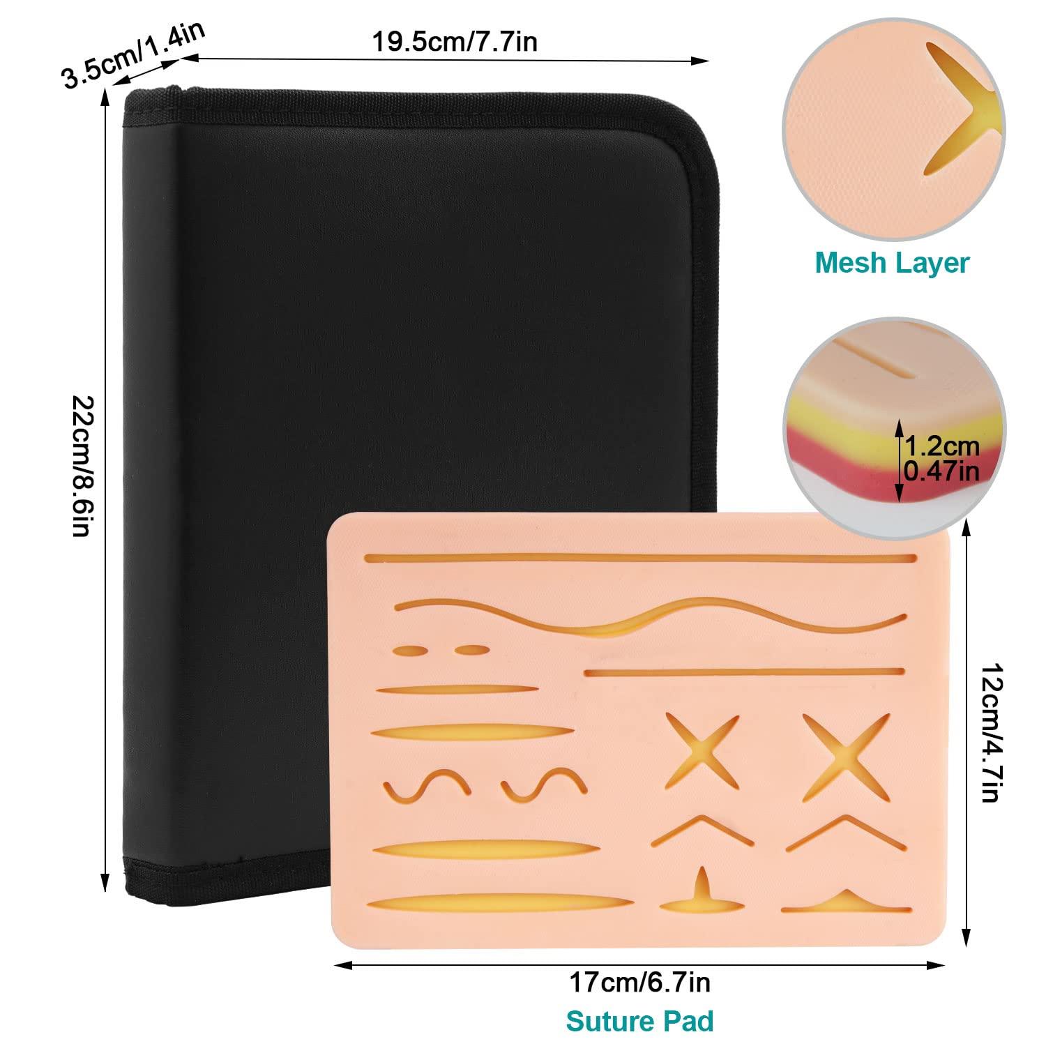 Suture Training Kit with 17 Pre-Cut Wounds, Suture Pad, Tools, Thread ...