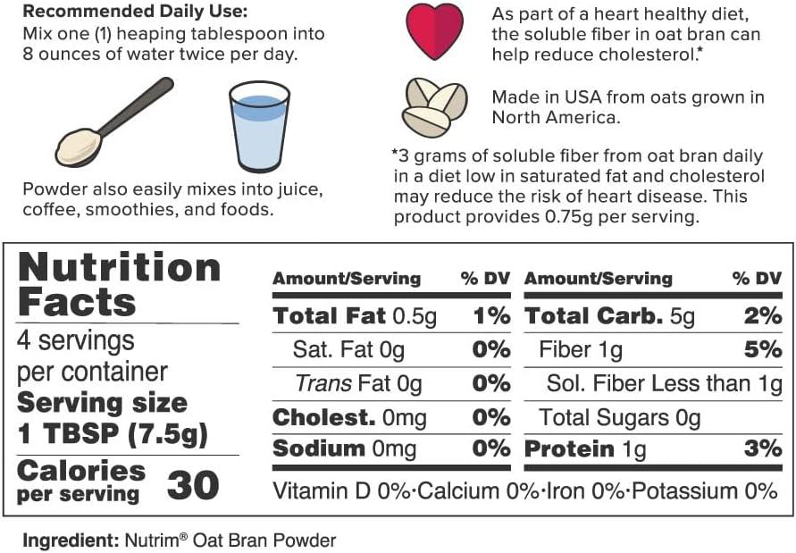 Nutrim Oat Bran Powder with 750mg Beta Glucan | Cholesterol Management ...