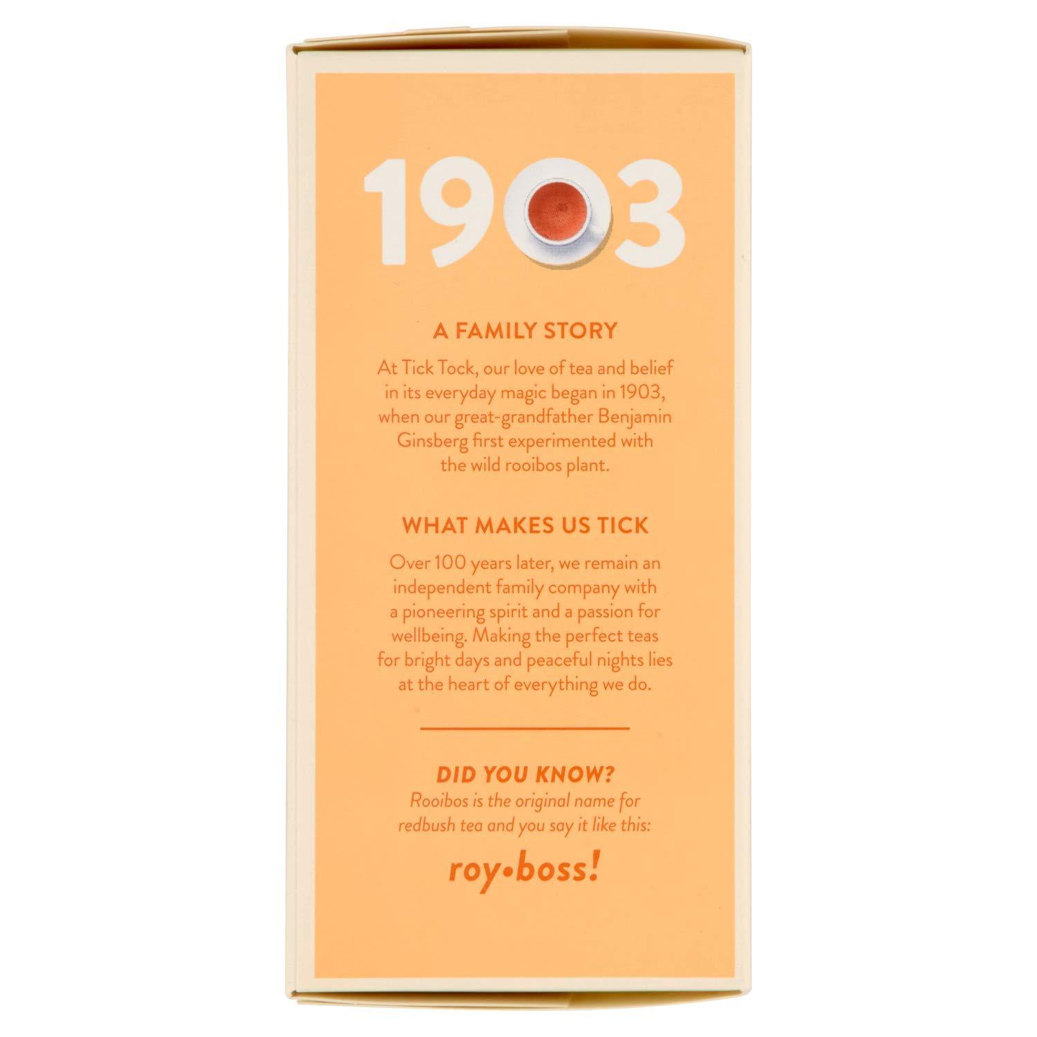 Tick Tock Teas Vanilla Rooibos Tea 40 Count - Caffeine-Free Herbal Tea ...