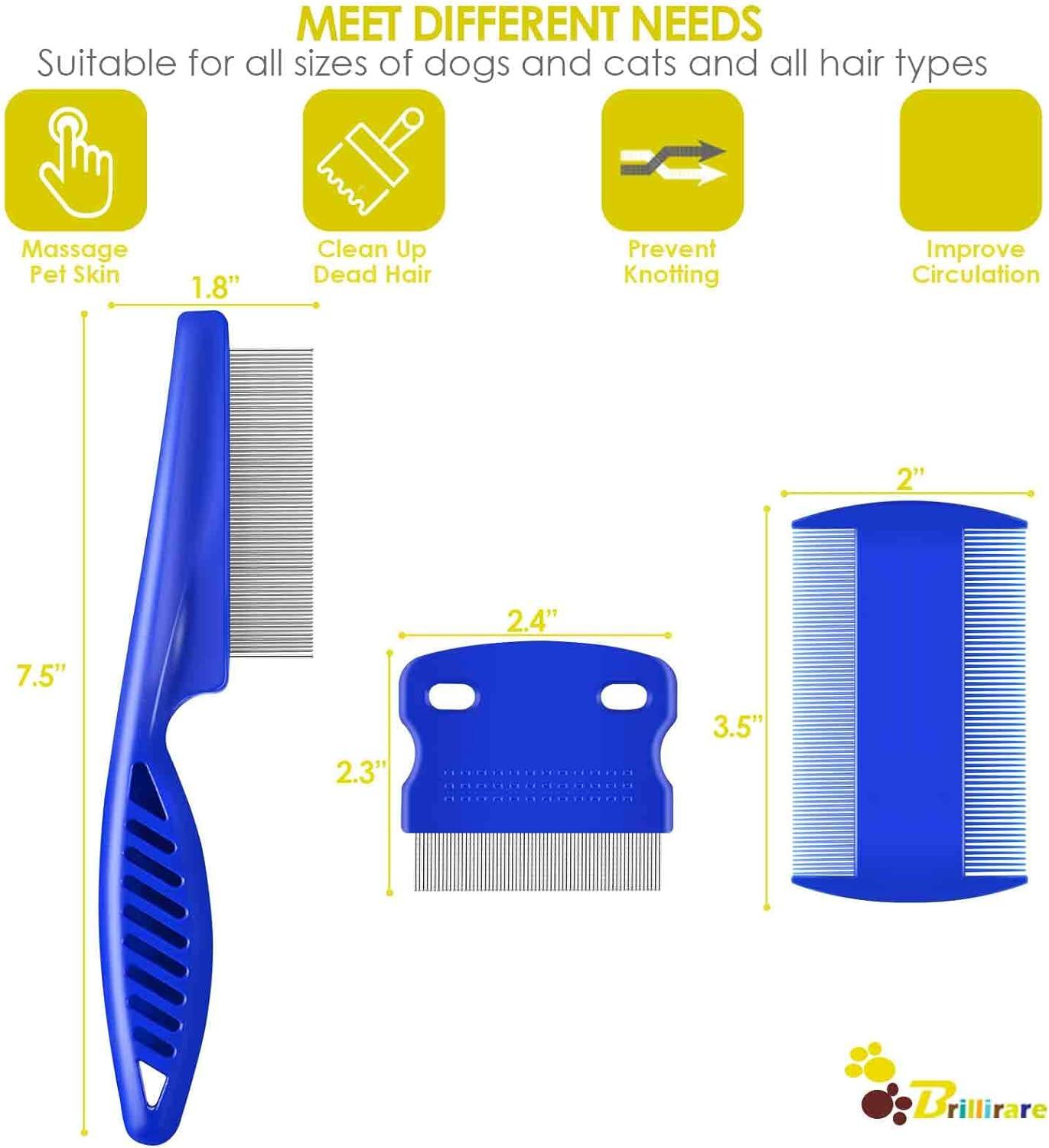Brillirare 6 Pack Flea Lice Comb Stainless Steel Dog Cat Grooming Combs ...