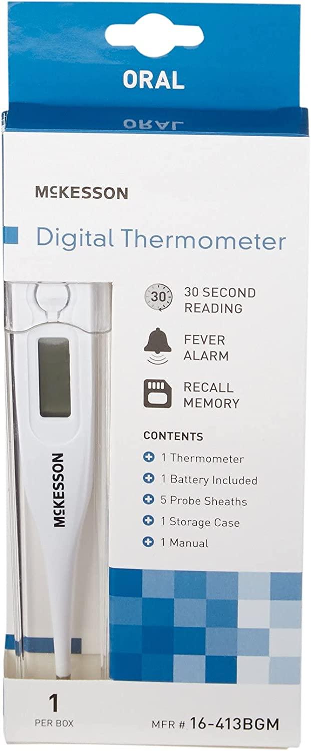 McKesson Digital Thermometer Kit, Oral - 30-Sec Reading, Recall Memory ...