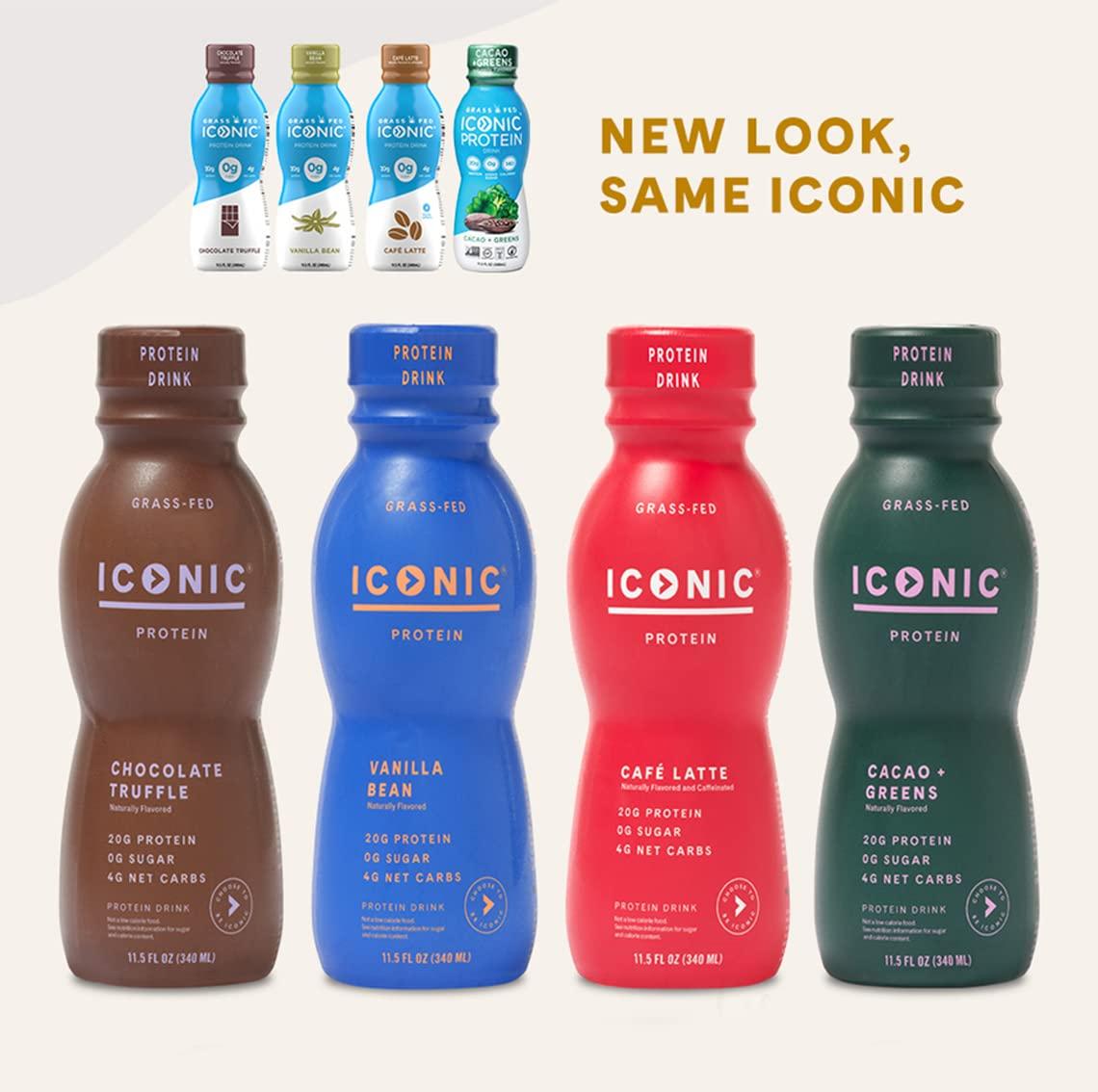 Iconic Protein Drinks Sample Pack - 4 Flavors, Low Carb & Keto Friendly ...