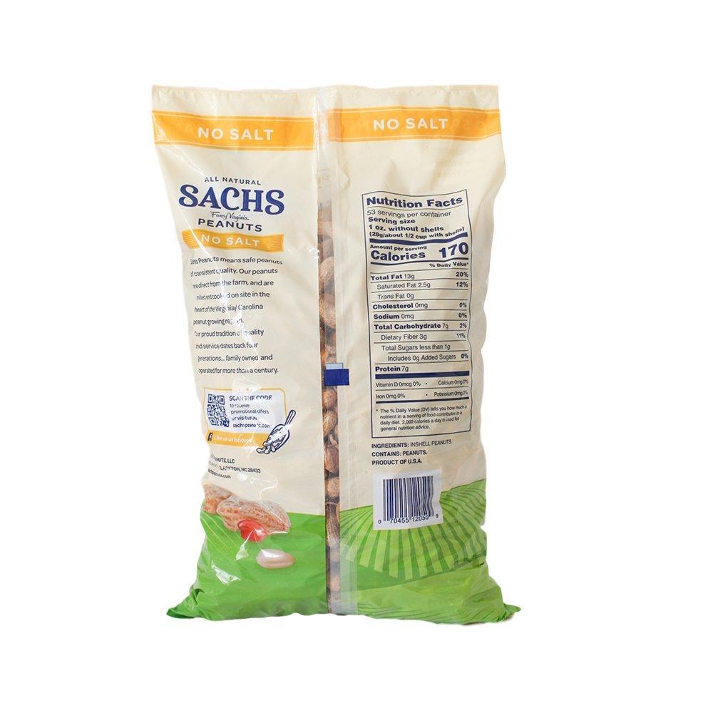 Sachs Unsalted In-Shell Peanuts 80 oz - Premium Quality Nuts for ...