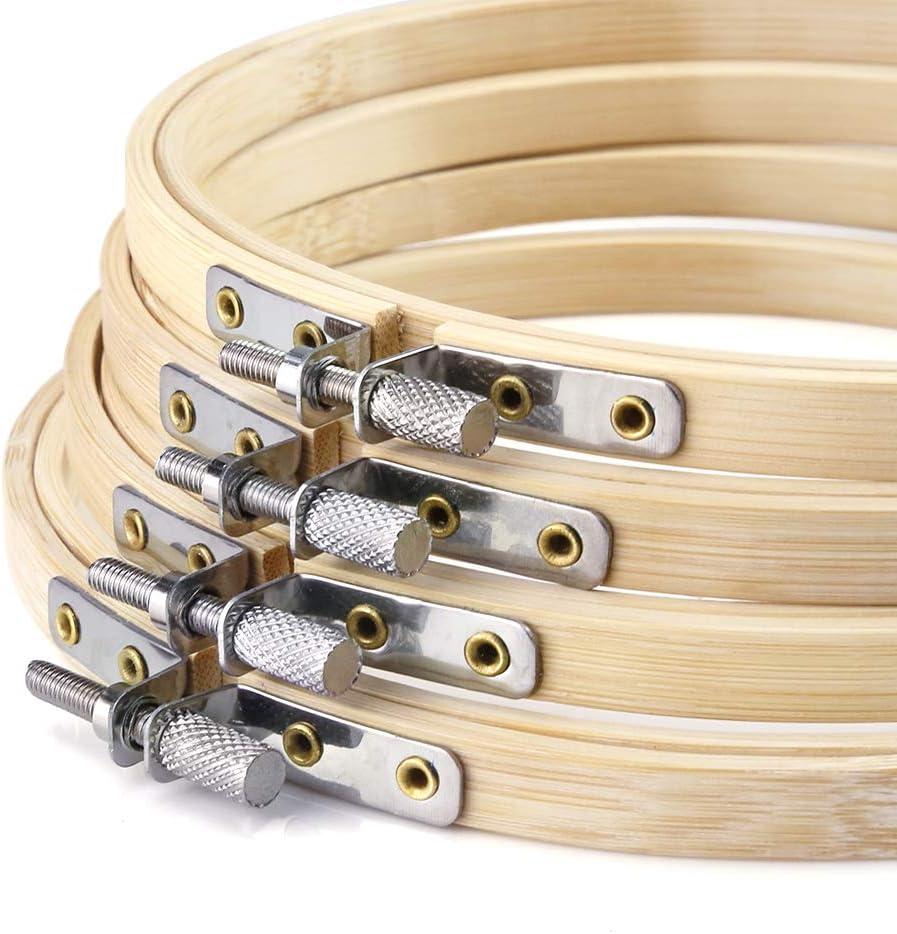 Pllieay 6 Inch Round Bamboo Embroidery Hoops - 12 Pieces for Crafts and ...