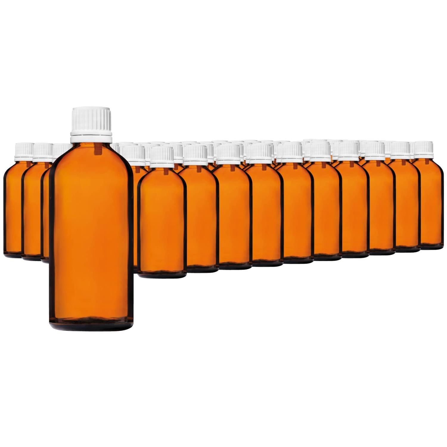 Handsunity 100ml Amber Glass Dropper Insertion Bottle - 70 Pack with ...