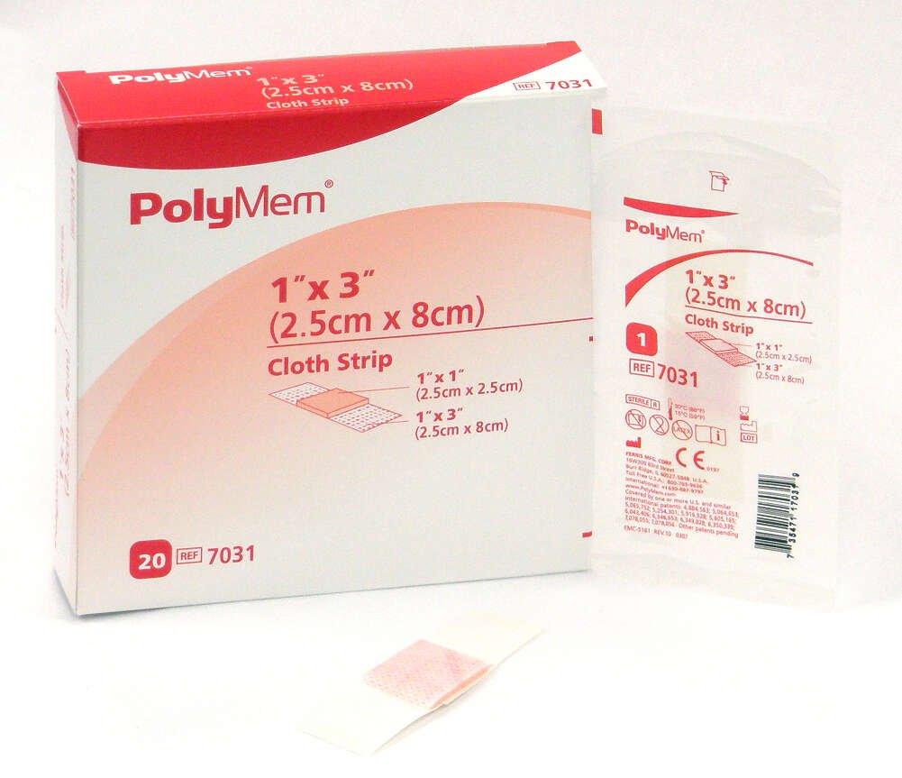 PolyMem Cloth Strip Wound Dressing 1 x 3 Sterile Foam Adhesive - Box of ...