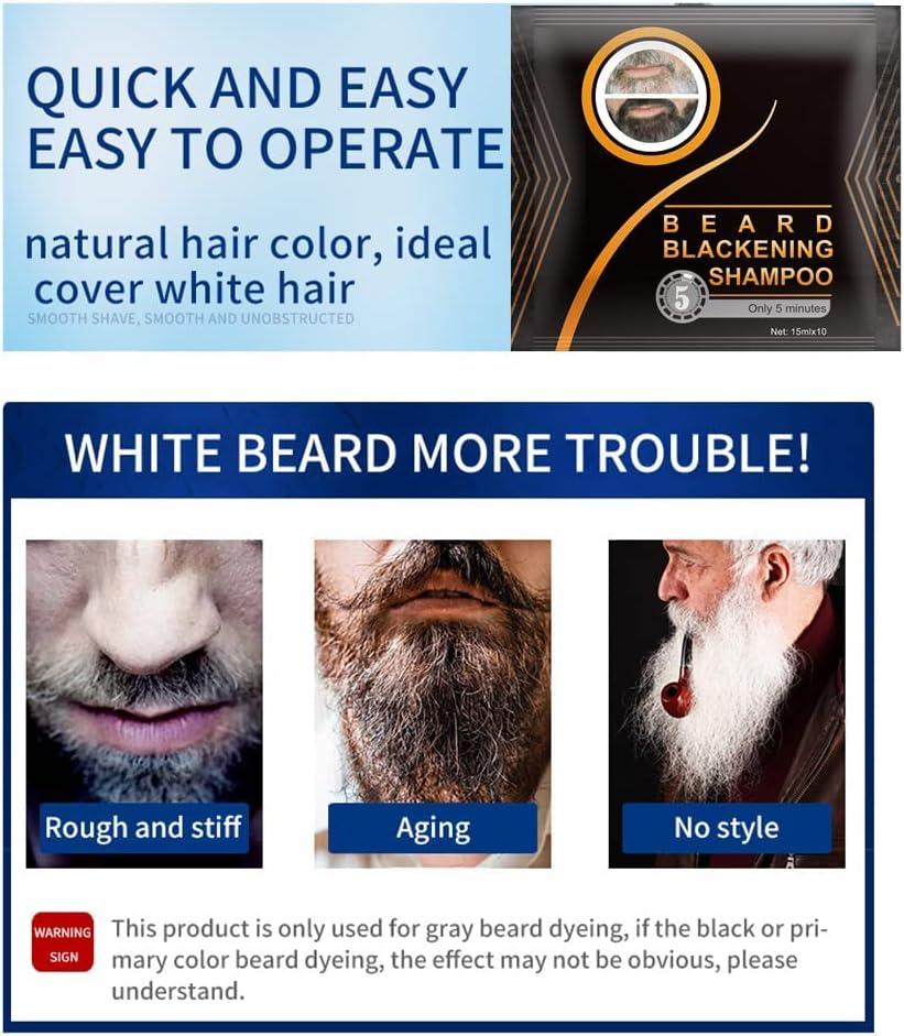 Black Beard Hair Shampoo Dye - 20 Pcs Natural Blackening Dye for Men ...