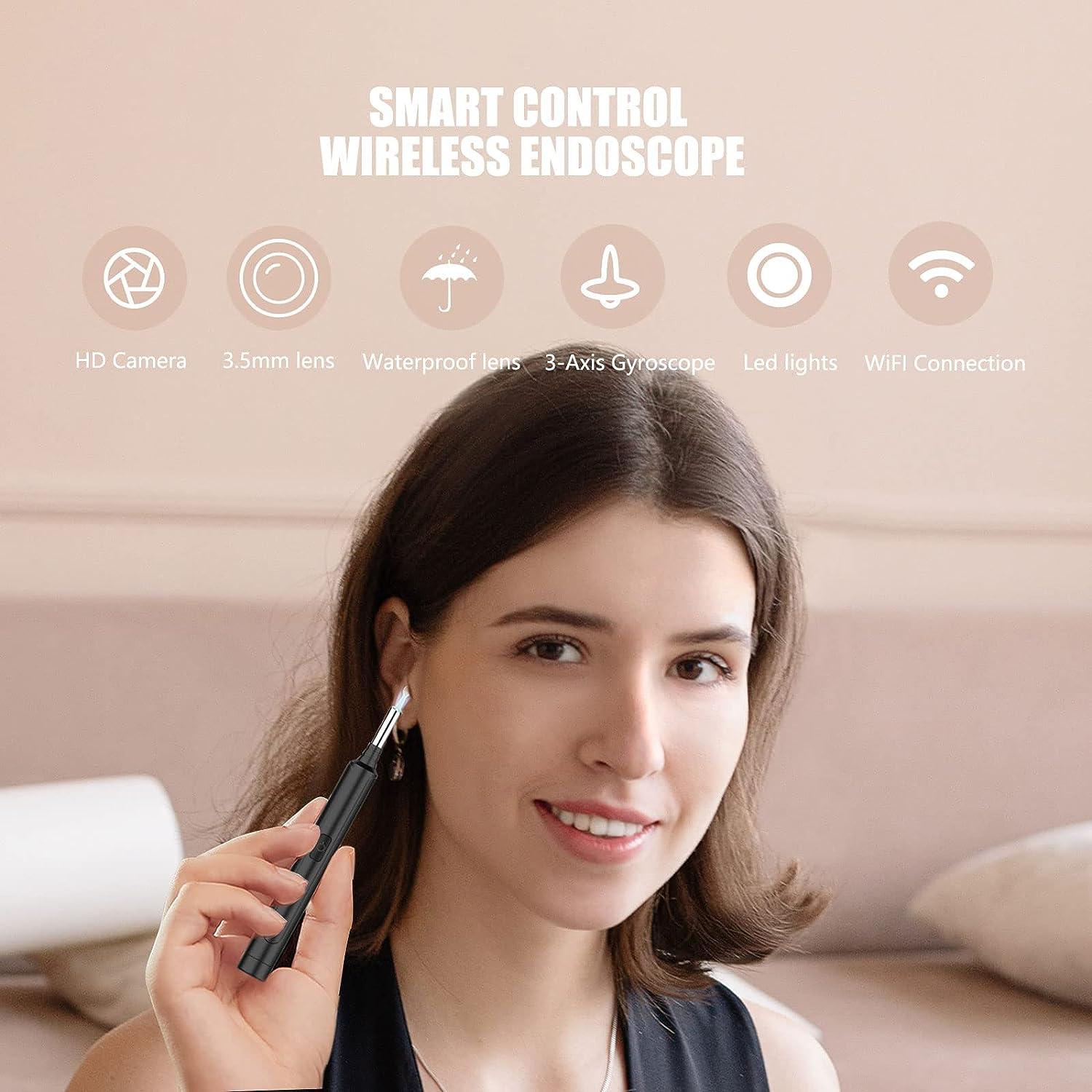 Smart Visual Ear Cleaner | 1080P FHD Wireless Ear Otoscope with LED ...