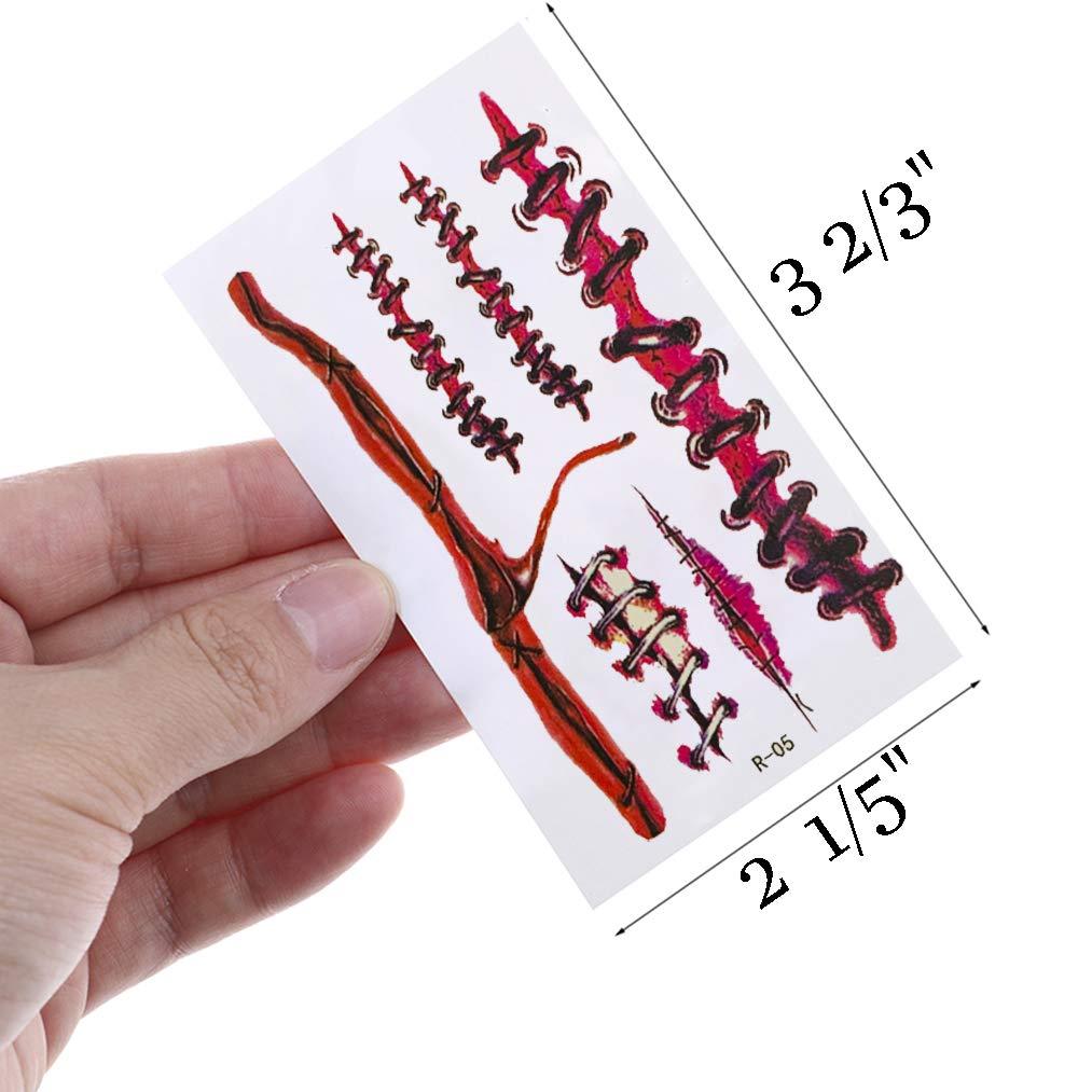 Temporary Halloween Scar Tattoos - 30 Sheets Fake Wounds Stickers for ...