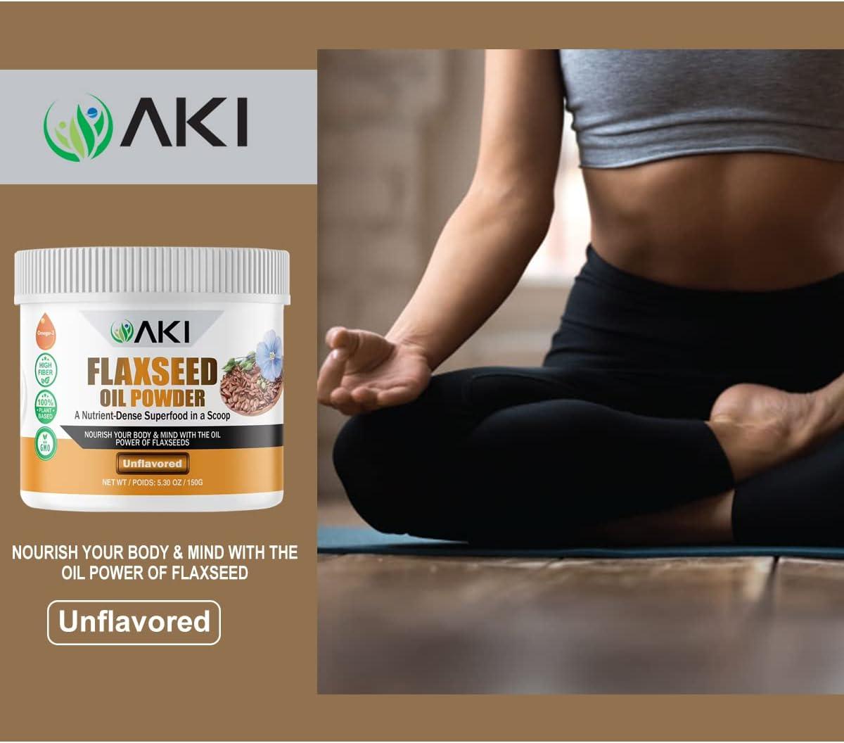AKI Flaxseed Oil Powder | Omega-3, Fiber, Lignans | 100% Natural ...