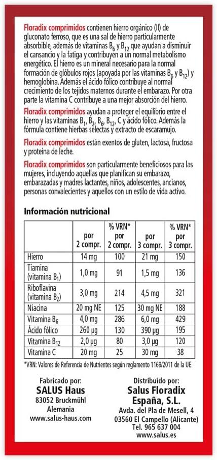 Floradix Tablets 84pk - Natural Iron Supplement for Energy and Vitality ...